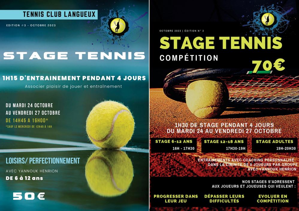Stage Tennis vacances de la Toussaint - Tennis Club de Langueux